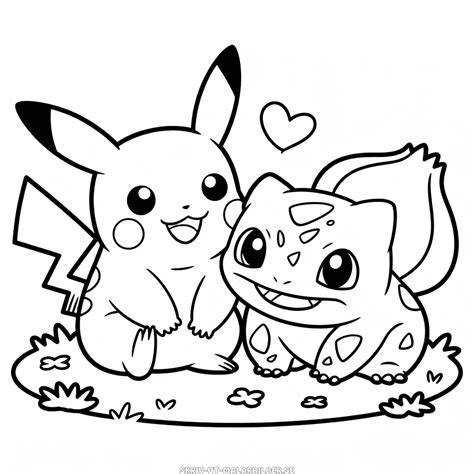 Målarbild Pikachu Och Bulbasaur Omalovánky Pro Děti Zdarma K Vytištění