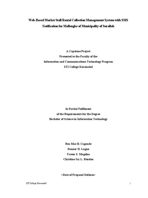 Web Based Market Stall Rental Management System With Sms Notification