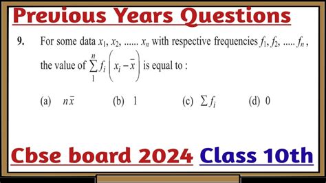 9 For Some Data X1 X2 Xn With Respective Frequencies F1 F2 Fn Ffi X X Is Equal To