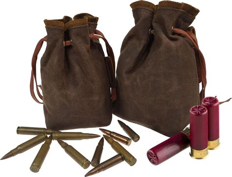 Drawstring Leather Ammo Cartridge Bag Rifle Shotshell