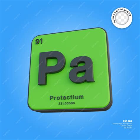 Premium Psd Protactium Chemical Element Periodic Table 3d Render