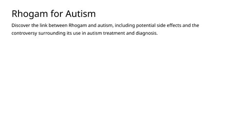 Rhogam For Autism Medsis