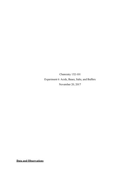 Lab Acids Bases Salts And Buffers Chemistry Experiment Acids Bases Salts And
