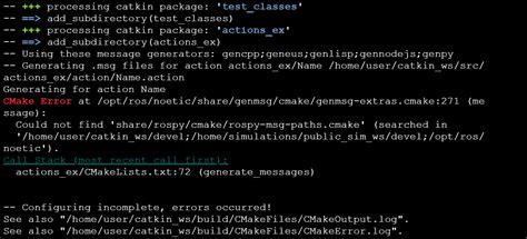 Error Generating Custom Action Message Ros Basics In 5 Days Python