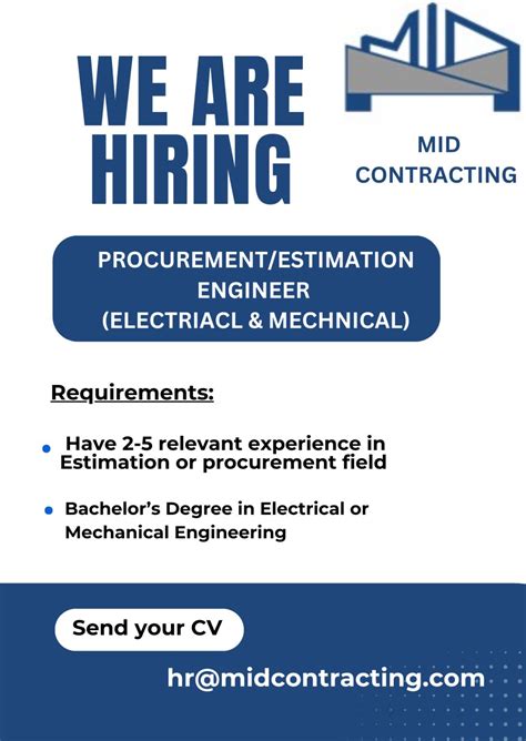 Mid Contracting Company On Linkedin Job Vacancy Estimation Engineer