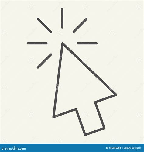Pointer Thin Line Icon Mouse Cursor Vector Illustration Isolated On