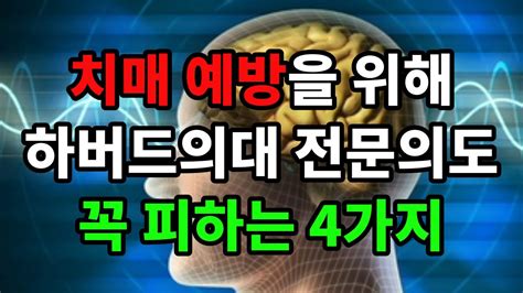 치매 예방을 위해 하버드의대 전문의도 꼭 피하는 4가지 원더풀 인생후반전 Youtube