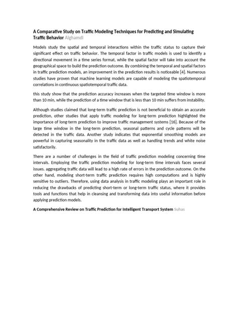 A Comparative Study On Traffic Modeling Techniques For Predicting And