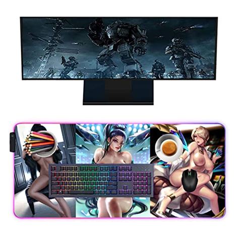 Mouse Pads Sexy Anime Girl Large RGB Mouse Pad Gaming Computer Keyboard Pad LED Backlit Keyboard