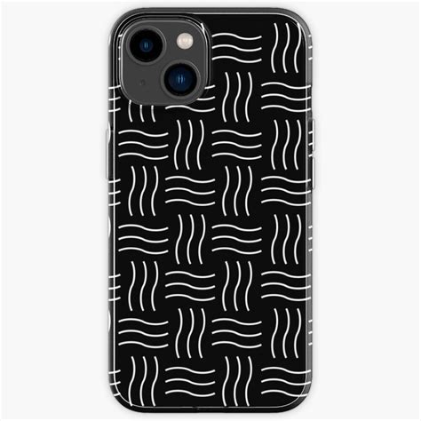 Geometric Squiggly Line Pattern No5 Black And White Iphone Case For Sale By Neilfeigeles