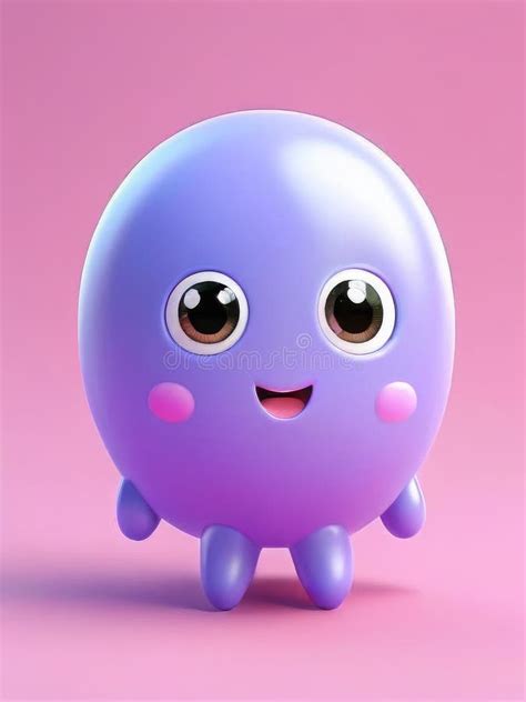 Cute Purple Emoticon 3d Illustration Stock Illustration Illustration Of Color Face 375268415