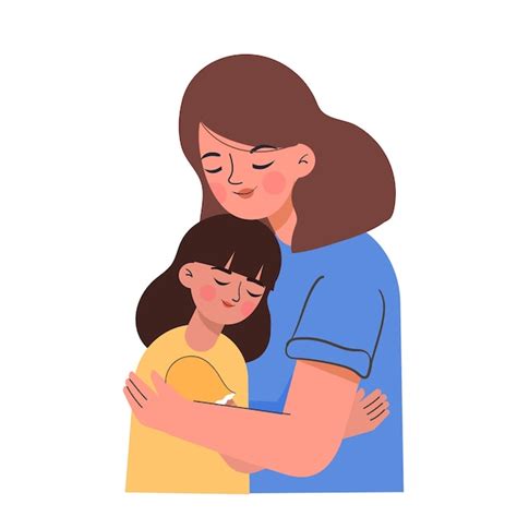 Premium Vector Mother And Daughter Vector Illustration