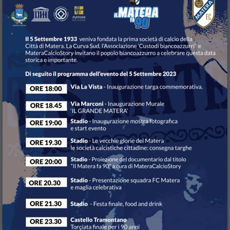 Il Matera fa 90 inizia il conto alla rovescia che terminerà il 5
