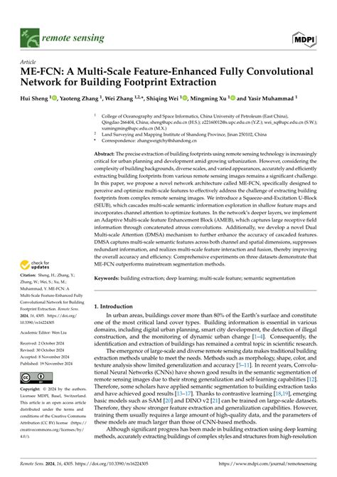 Pdf Me Fcn A Multi Scale Feature Enhanced Fully Convolutional Network For Building Me Fcn A