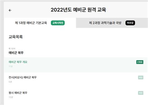 2022년 4~6년차 예비군 원격교육 수강 안들으면 내년에 추가교육