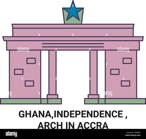 Ghana Independence Arch In Accra Travel Landmark Vector Illustration