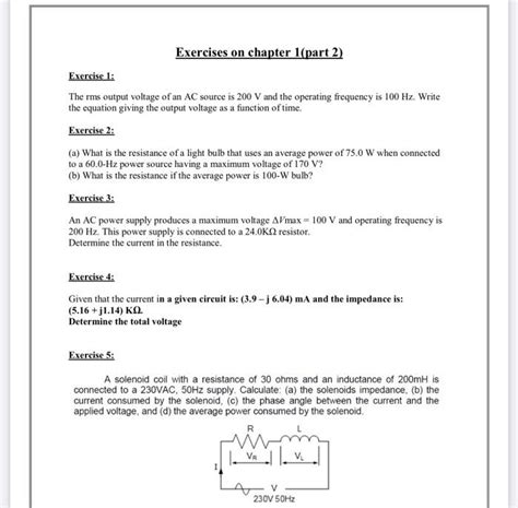 Solved Exercises On Chapter Part Exercise The Rms Chegg