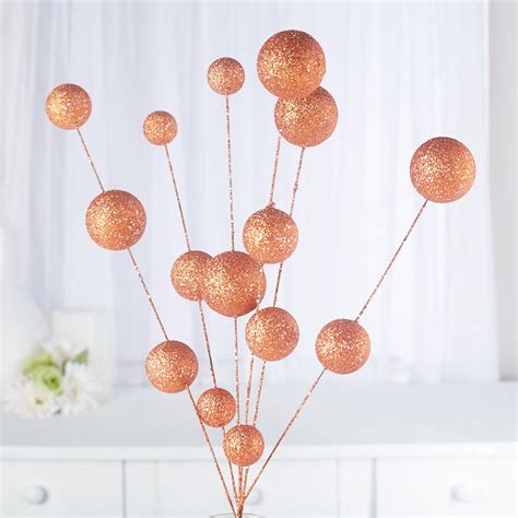 Copper Glittered Ball Spray Picks Sprays Florals Craft Supplies