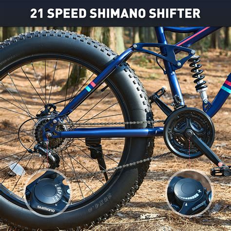 Viribus 26 Fat Tire Mountain Bike Full Suspension Bike With 21 Speeds