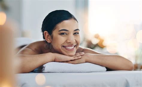 Portrait Spa And Woman With Massage Relax And Enjoy Wellness With