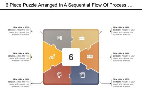 Piece Puzzle Arranged In A Sequential Flow Of Process With Icon PowerPoint Slide Template