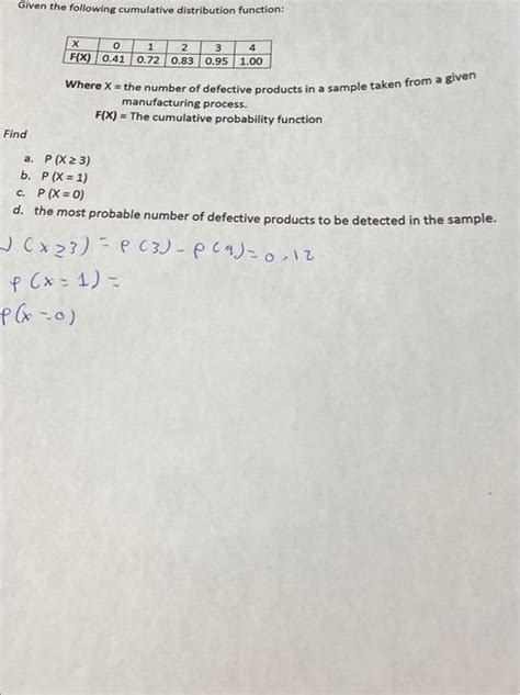 Solved Given The Following Cumulative Distribution Function