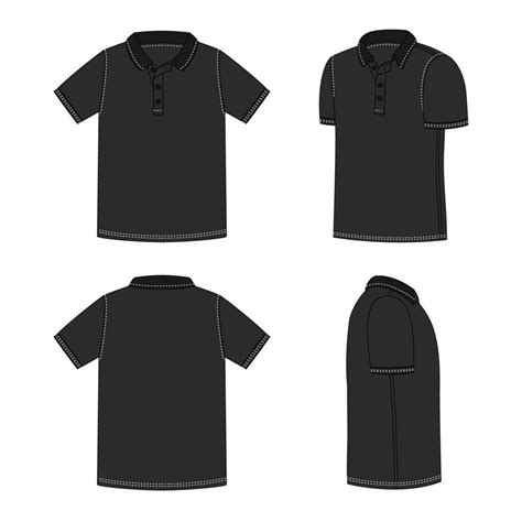 Outline Black Polo Shirt Mock Up 21507185 Vector Art At Vecteezy