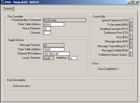 defining a rockwell plc5 write unsolicited message using rslogix 500