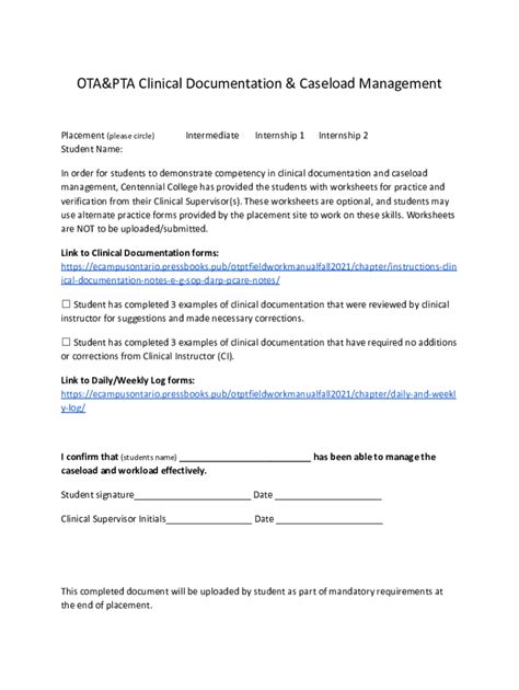 Fillable Online Clinical Documentation And Workload Measurement Form