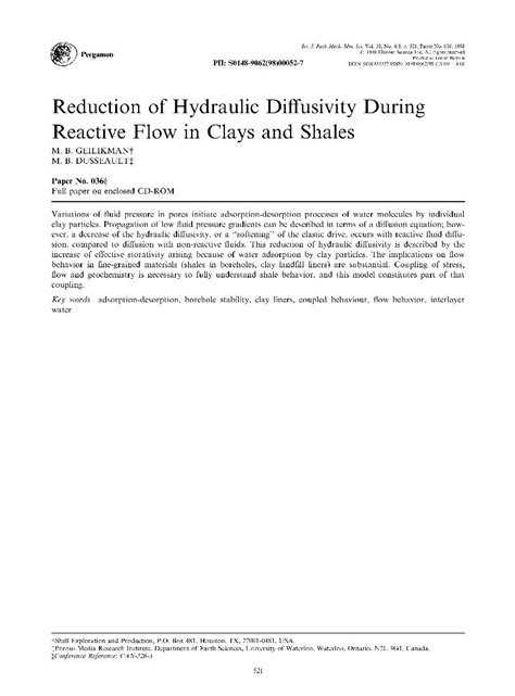 Pdf Reduction Of Hydraulic Diffusivity During Reactive Flow In Clays And Shales Dokumentips