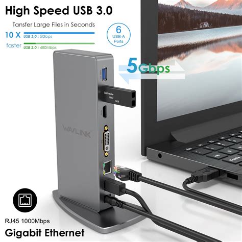 WAVLINK WL UG39DK7 USB3 0 Hub Adapter Multi Screen Graphics Card Universal Docking Station EU