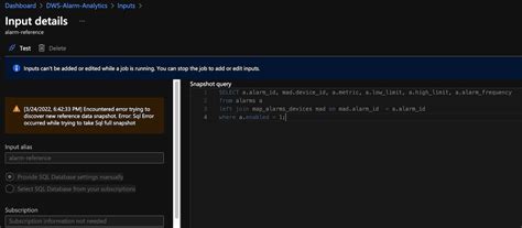 Azure Stream Analytics With Reference Input From Sql Database Is Giving