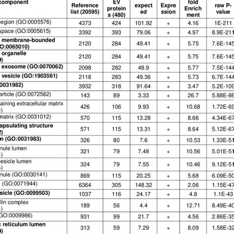 Top 20 Gene Ontology Cellular Component Enrichment Terms For Detected