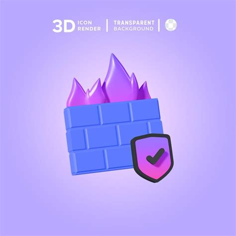 Premium Psd Firewall D Illustration Rendering D Icon Colored Isolated