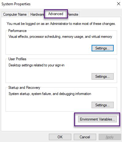 Select The Advanced Tab Then Click On Environment Variables