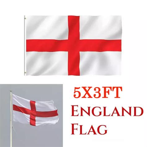 ENGLAND FLAG 5FT X 3FT St George Cross Flags English Eyelets 3 99