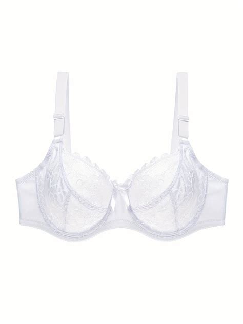 Plus Size Sexy Bra Womens Plus Solid Contrast Embroidery Lace