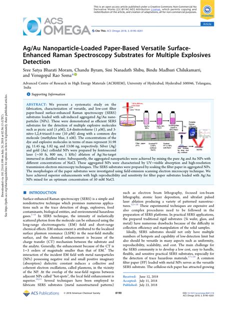 Pdf Agau Nanoparticle Loaded Paper Based Versatile Surface Enhanced Raman Spectroscopy