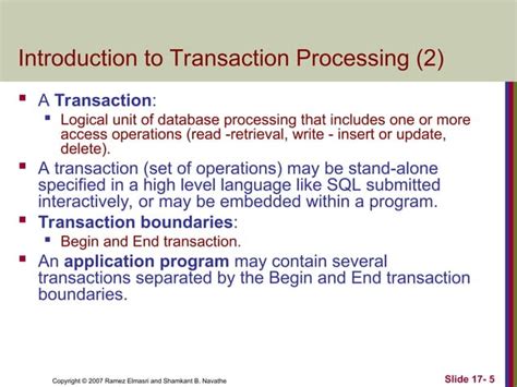Database Management System Transaction Processing Unit Ppt