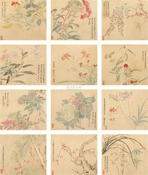 恽寿平——款 花卉册 册页十二帧欣赏 清恽寿平1633 1690字寿平、正叔，号南田、云溪外史、东园草衣、白云外史。与“四王”、吴历