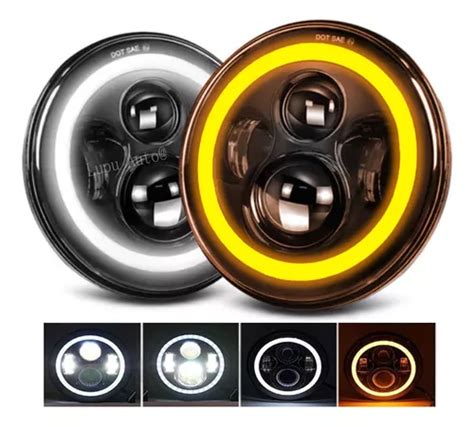 Par Faro H Led Redondo Ojo Ngel Wrangler Jeep Vocho Jk Meses Sin Inter S