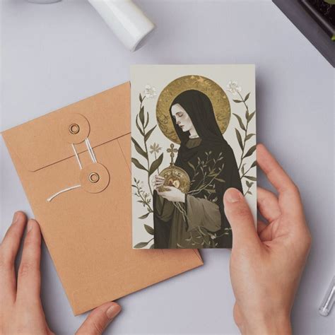 St Clare Of Assisi Prayer Card Traditional Catholic Art Print Patron