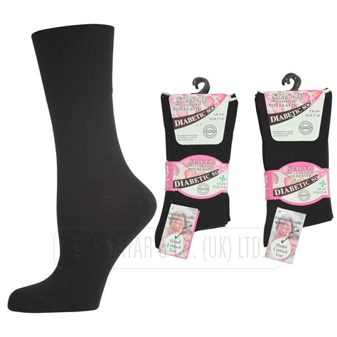 Ladies Diabetic Stay Up Non Elastic Cotton Socks