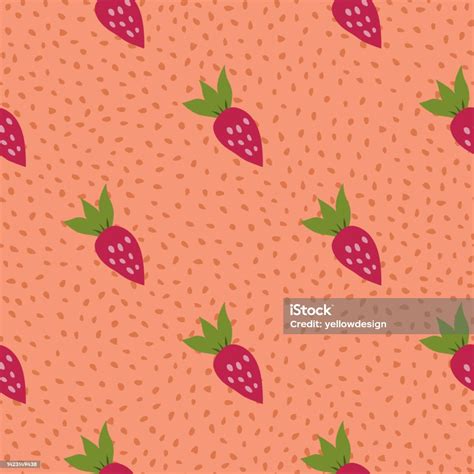 간단한 딸기 원활한 패턴 손으로 그린 딸기 벽지 과일 배경 0명에 대한 스톡 벡터 아트 및 기타 이미지 0명 과일 귀여운 Istock