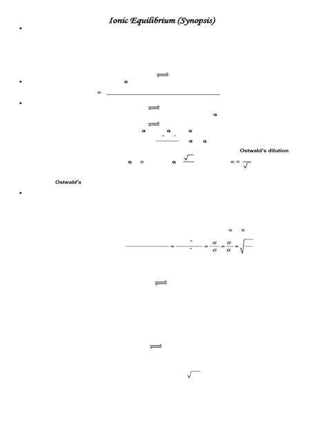 Ionic Equilibrium Hint Pdf Dissociation Chemistry Salt
