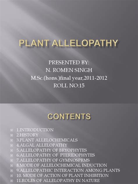 Plant Allelopathy 2 Pdf Herbicide Horticulture And Gardening