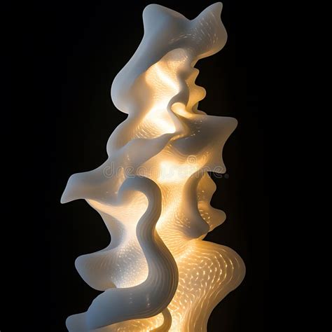 Illuminated Abstract Sculpture With Flowing Organic Forms Stock Illustration Illustration Of