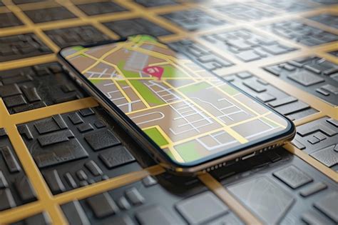 3d Smartphone Gps Map Navigation Street City Illustration 5 Premium