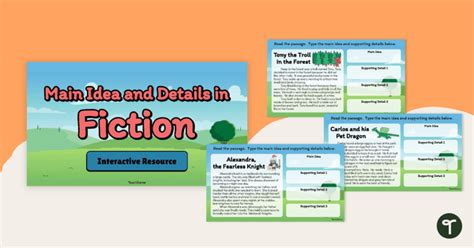 Finding The Main Idea In Fiction Texts Interactive Activity Teach Starter