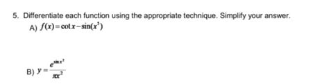 5 Differentiate Each Function Using The Appropriate